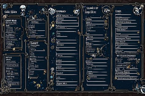 Rpg Game Sheet List Layout Unique Design Gloomy By Mika Kyoko Playground
