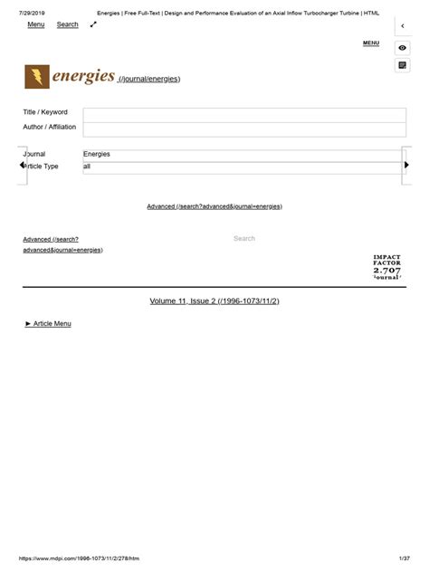 Energies Free Full Text Design And Performance Evaluation Of An Axial Inflow Turbocharger