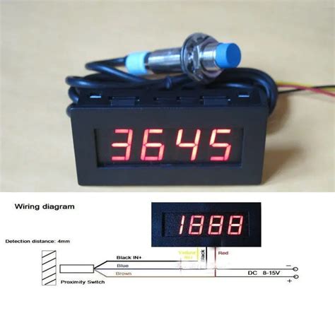 Digital LED Punch Tachometer RPM Speed Meter 5 9999RPM Tacho Gauge Hall Proximity Switch