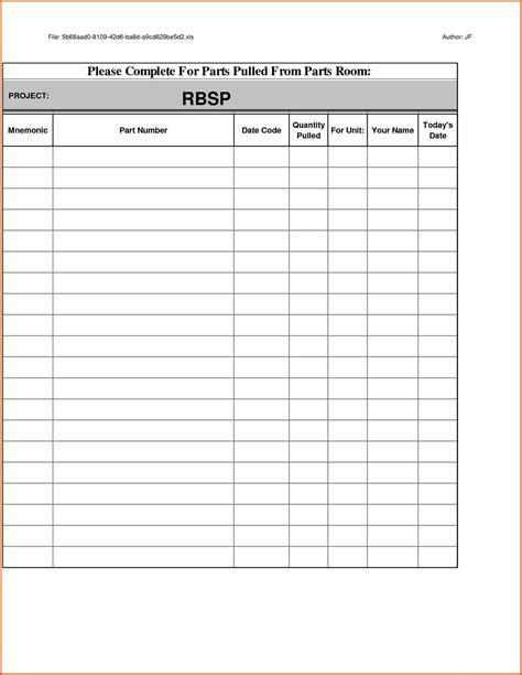 Excel Tip Out Sheet Template