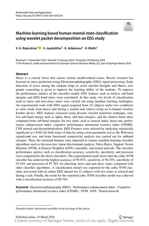 Machine Learning Based Human Mental State Classification Using Wavelet