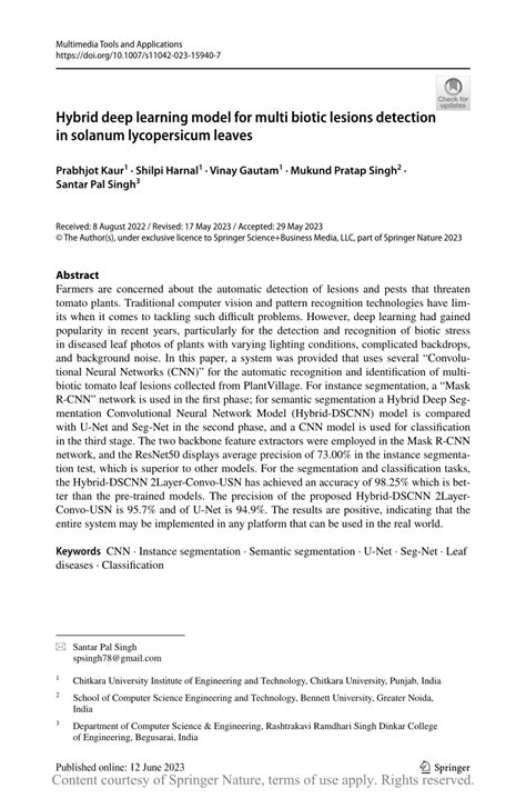 Hybrid Deep Learning Model For Multi Biotic Lesions Detection In Solanum Lycopersicum Leaves