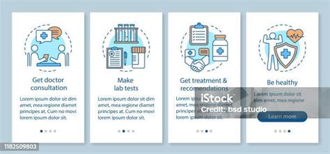 건강 스크리닝 온보딩 모바일 앱 페이지 화면 벡터 템플릿 의사에 대한 스톡 벡터 아트 및 기타 이미지 의사 전화 사용 Screening Istock