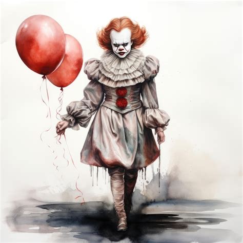 Premium Ai Image Pennywise The Dancing Clown Unleashed In Watercolour On A White Background