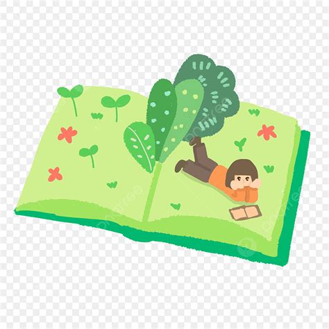 책 일러스트 숲에서 일러스트을 읽는 여자 책 클립 아트 세계 도서의 날 독서 Png 일러스트 및 Psd 이미지 무료