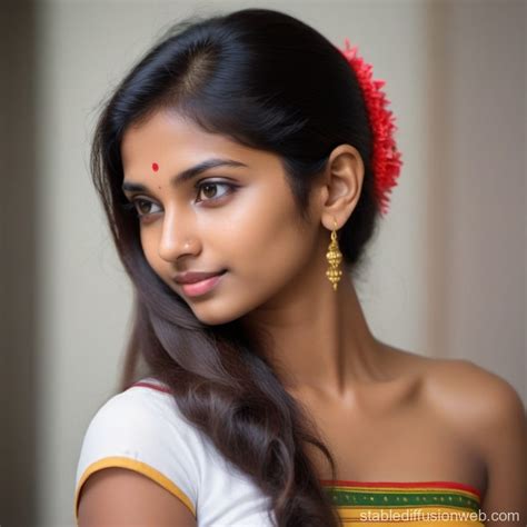 Sri Lankan Cute Young Women Innocent Face Side Ways Prompts Stable