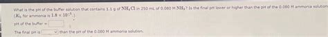 Solved What Is The PH Of The Butfer Solution That Contains Chegg Com