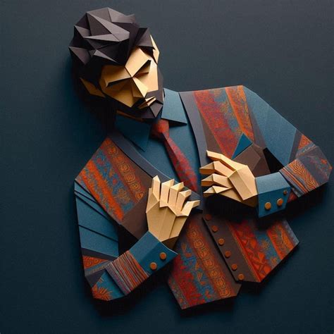 Abstract Origami A Figure In Colorful Folds Premium Ai Generated Image