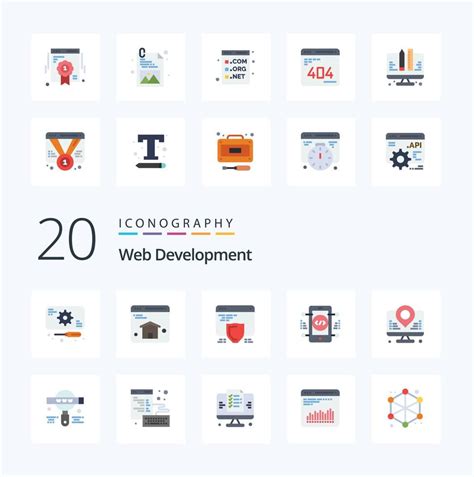 20 Web Development Flat Color Icon Pack Like Coding Web Code Error