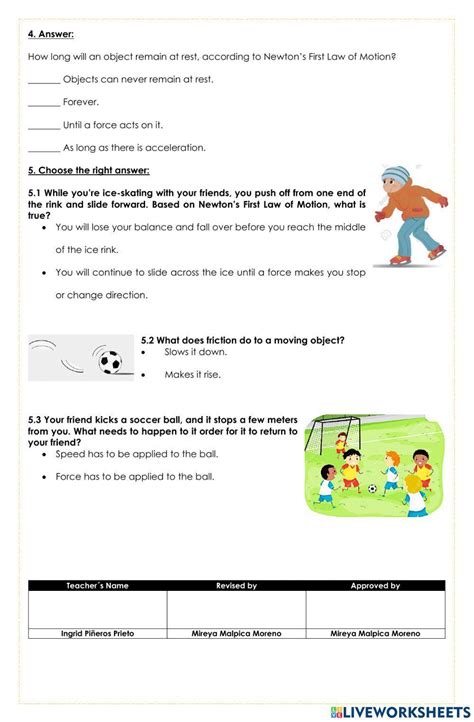Newtons First Law Of Motion Worksheet Live Worksheets Worksheets