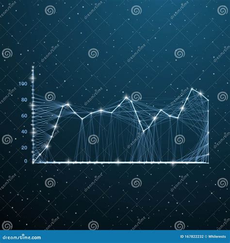 Business Wireframe Charts On Digital Space Low Poly Graph Infographic Statistic Visualization