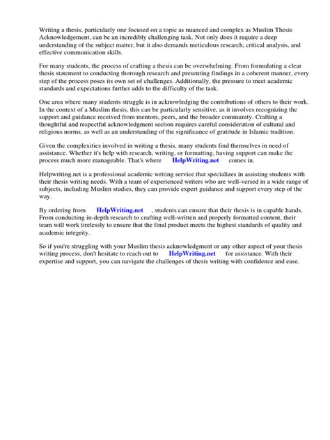 Muslim Thesis Acknowledgement Pdf Quran Islam