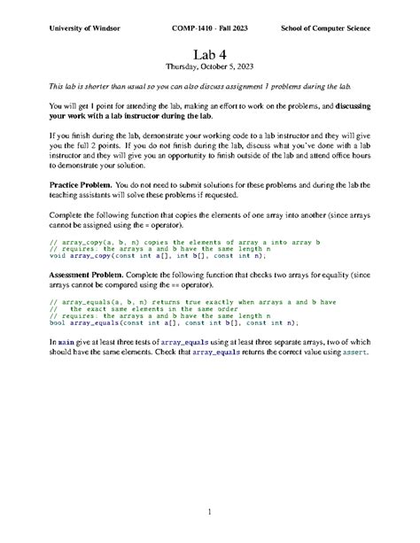 Lab4 Algorithms University Of Windsor Comp 1410 Fall 2023 School