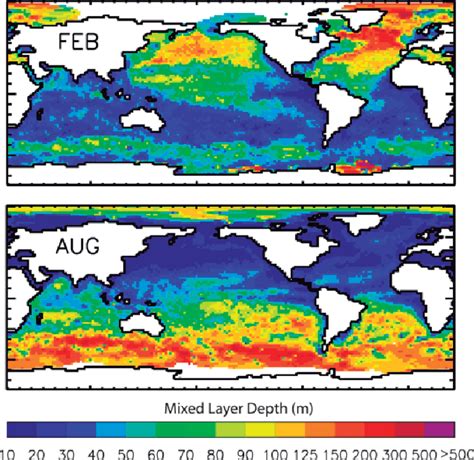 Global Mixed Layer Depth Climatology Mean Monthly Values Of The Mld In Download Scientific