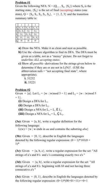 Solved Problem 1 Given The Following Nfa N Q So Sal