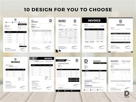 Black And White Invoice Template Printable Modern Business Invoice