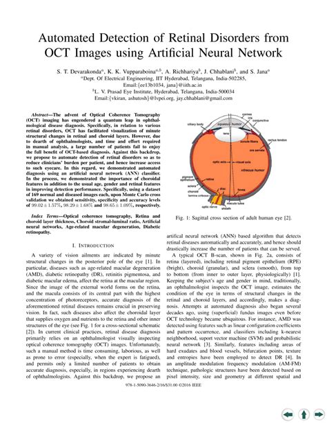 Pdf Automated Detection Of Retinal Disorders From Oct Images Using Artificial Neural Network