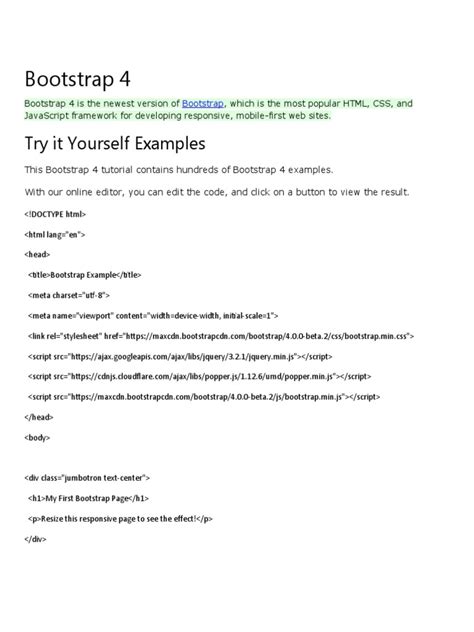 Bootstrap 4 Pdf Bootstrap Front End Framework Html Element