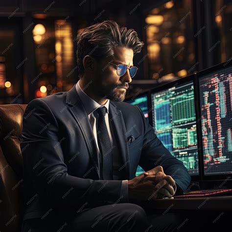 Premium Ai Image A Man In A Suit With Sunglasses On His Head Looking