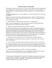 Formal Introduction Script Template Docx Formal Introduction Script Template Following The