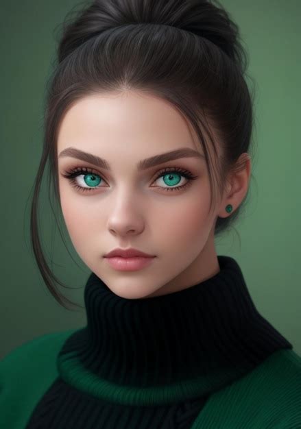Girl With Black Hair And Sea Green Eyes