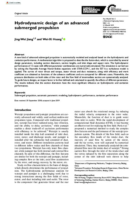 pdf hydrodynamic design of an advanced submerged propulsion
