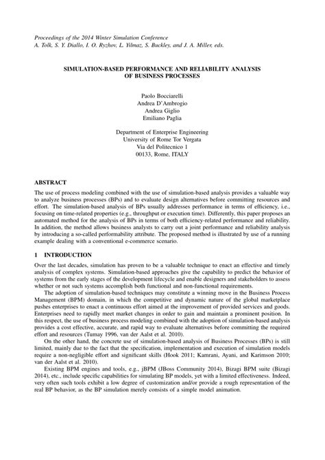 Pdf Simulation Based Performance And Reliability Analysis Of Business