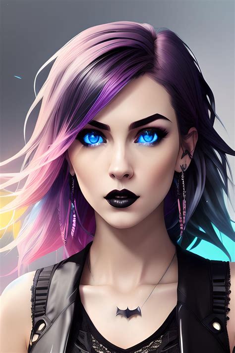 Goth Girl With Piercing Blue Eyes Rstablediffusion