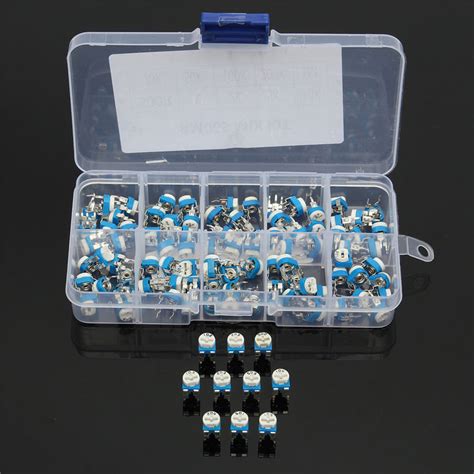 500pcs 10 Values Variable Resistor 500r To 1m Rm065 Carbon Film Horizontal Trimpot Potentiometer