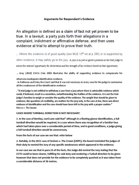 Arguments For Respondent Evidence Pdf