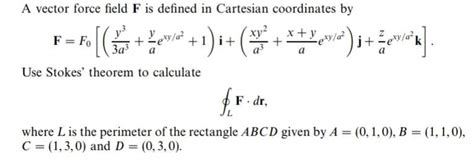 solved a vector force field f is defined in cartesian