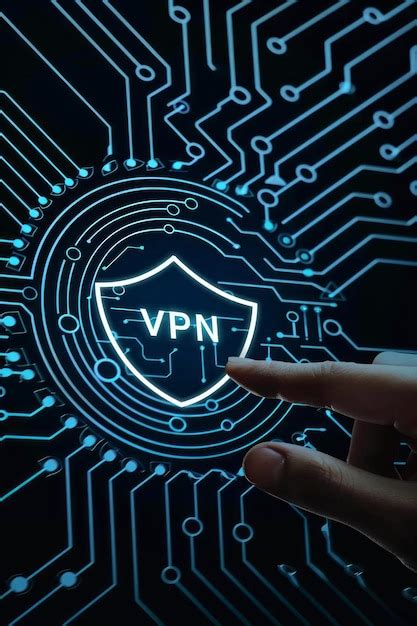 Premium Photo A Hand Touching An Icon Of The Digital Shield With The Text VPN