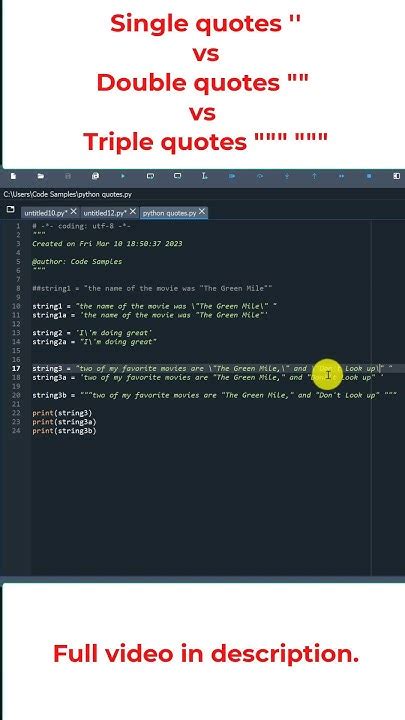 Python Single Vs Double Vs Triple Quotes Datascience Programming