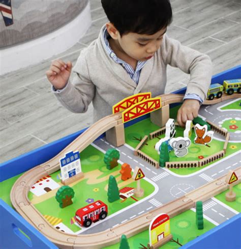 차이의 장난감 플레이테이블 블루 원목기차세트 90pcs 분리발송상품 차이의 놀이