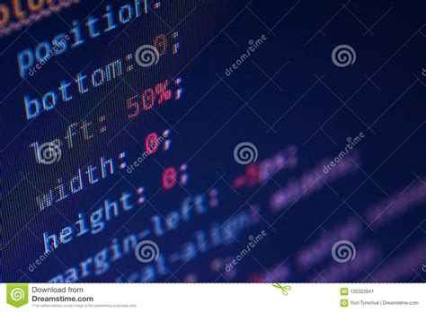 css markup on blue background close up stock image image of coding