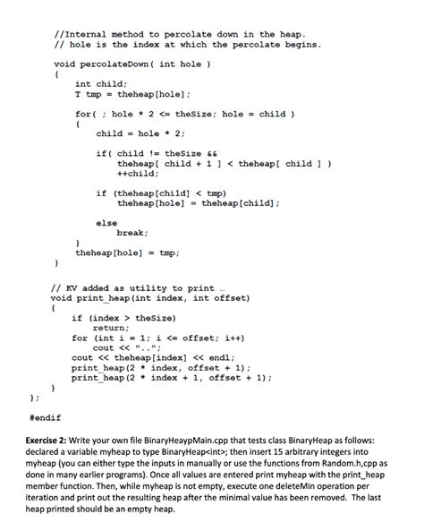 solved exercise 1 implement class binaryheap{ } as listed