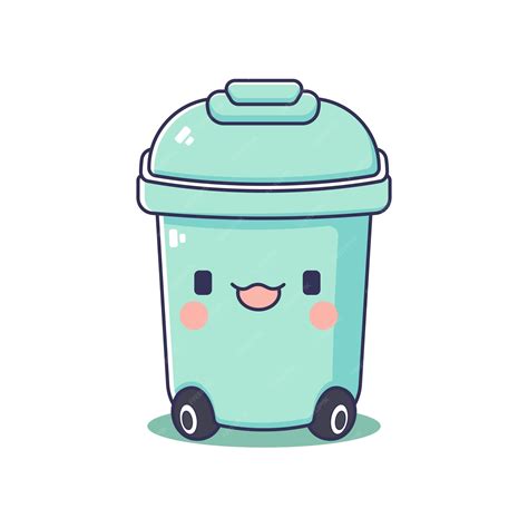 Premium Vector Cute Trash Can Vector Illustration In Cartoon Style