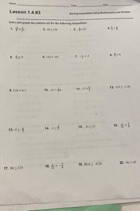Solved Name C Date Lesson 14 3 Solving Inequalities Using