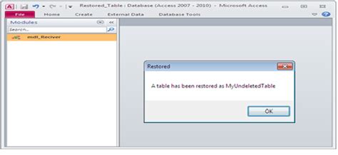 Restore Deleted Table In Microsoft Access Using Microsoft Access Vba