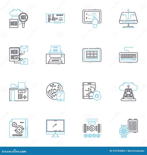 Circuitry Linear Icons Set Voltage Resistance Capacitance Current Inductance Diode