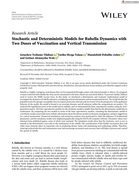 Pdf Stochastic And Deterministic Models For Rubella Dynamics With Two Doses Of Vaccination And