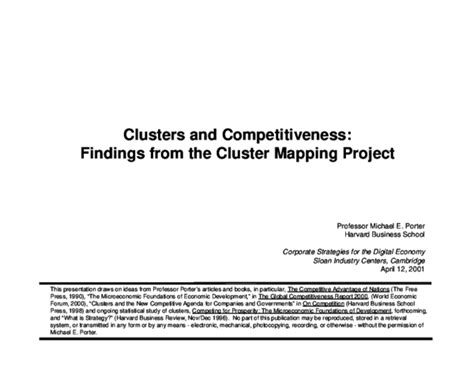 Pdf Clusters And Competitiveness Findings From The Cluster Mapping