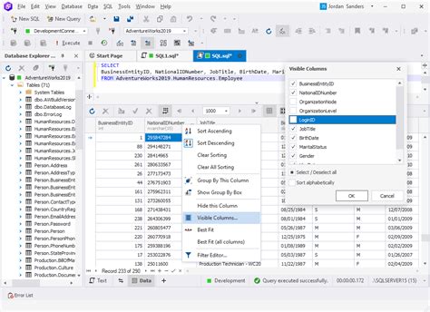 Hiding Columns And Filtering Data