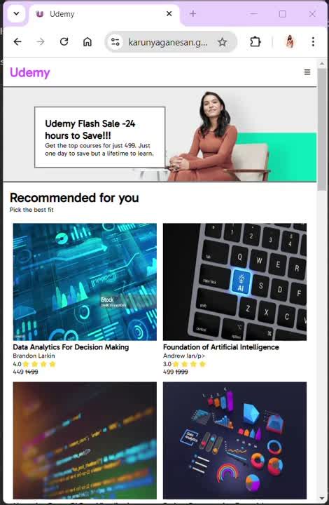 Karunya Ganesan On Linkedin I Am Thrilled To Announce That I Have Updated My Udemy Clone