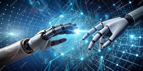 Premium Photo Machine Learning Hand Of Robot Touching On Binary Data Futuristic Artificial