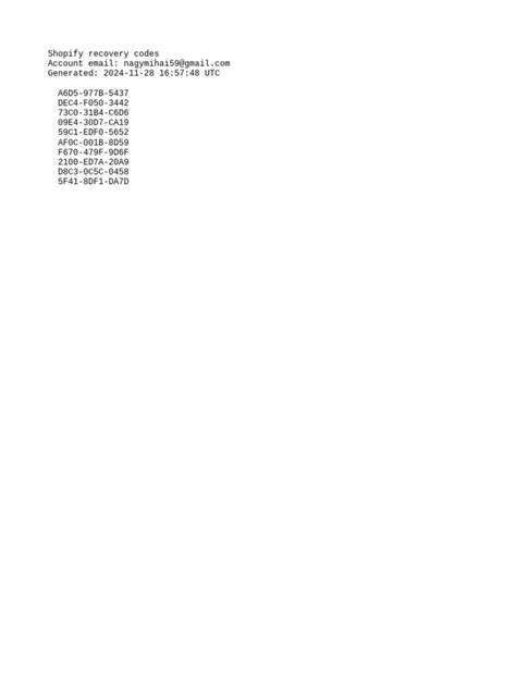 Shopify Recovery Codes Pdf
