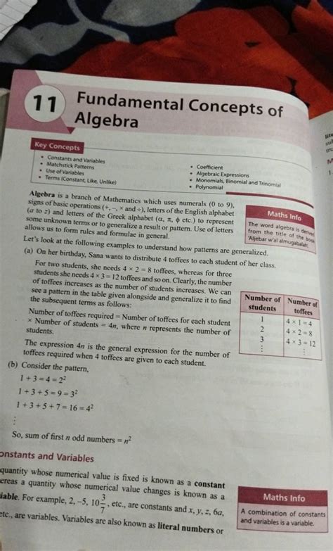 11 Fundamental Concepts Of Algebra Key Concepts Constants And Variables