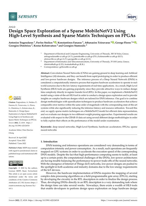 Pdf Design Space Exploration Of A Sparse Mobilenetv2 Using High Level Synthesis And Sparse