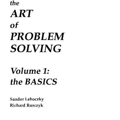 The Art Of Problem Solving Vol The Basics Pdf L R Ppeekqk