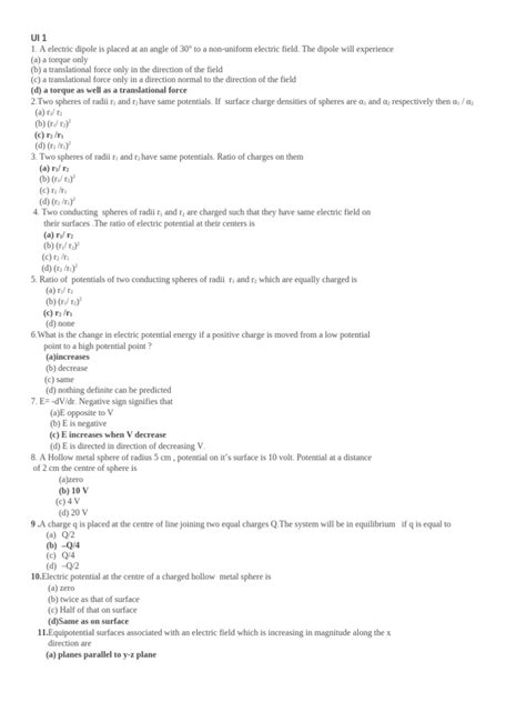 Mcqassertion Reason Electro School 1 Pdf